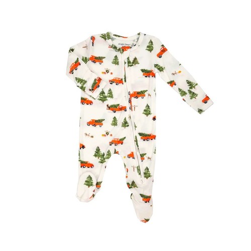 New Angel Dear Viscose Bamboo Vintage Red Farm Truck Footie 6-9 m | eBay