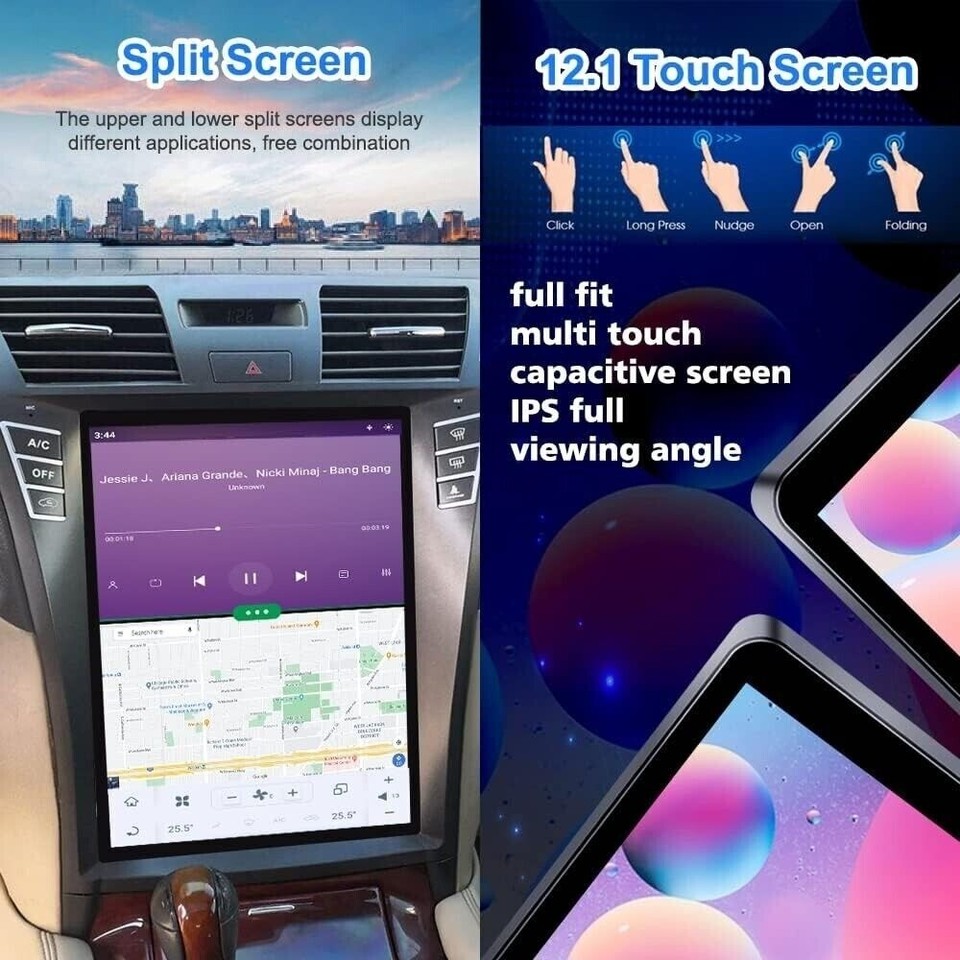 12.1" Car Radio GPS Navigation with CarPlay Stereo 2DIN for Lexus LS460 ...