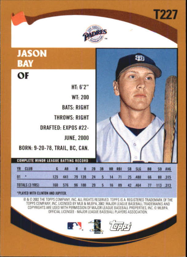 2002 (PADRES) Topps Traded #T227 Jason Bay | eBay