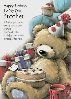 Happy Birthday To My Dear Brother A5 Sized Birthday Card With Love Him ...
