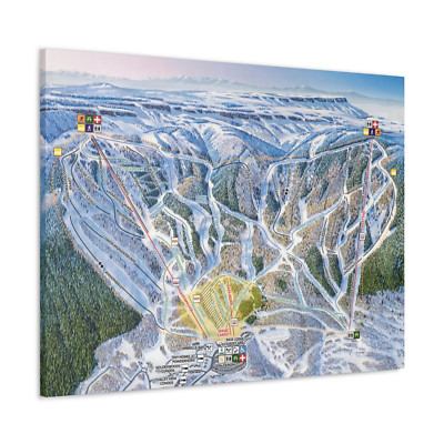 Powderhorn Mountain CO Trail Map Canvas Poster Colorado Ski Resort ...