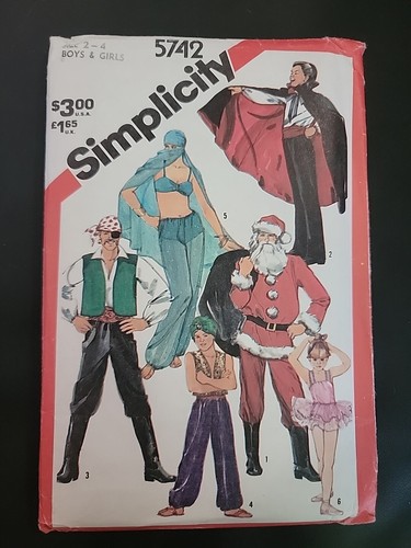 Simplicity 5742 COSTUMES Pirate ballet genie Vampire Childs Sz 2-4 ...