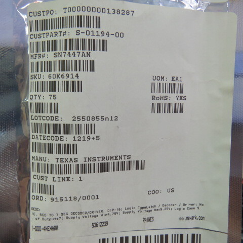 TEXAS INSTRUMENTS SN7447AN Qty of 23 per Lot Decoder 1 x 4:1 16-PDIP | eBay