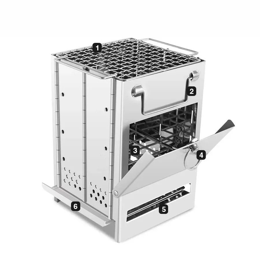 Portable Folding Cooker Camping Cook BBQ Stove Wood Burning Stove ...