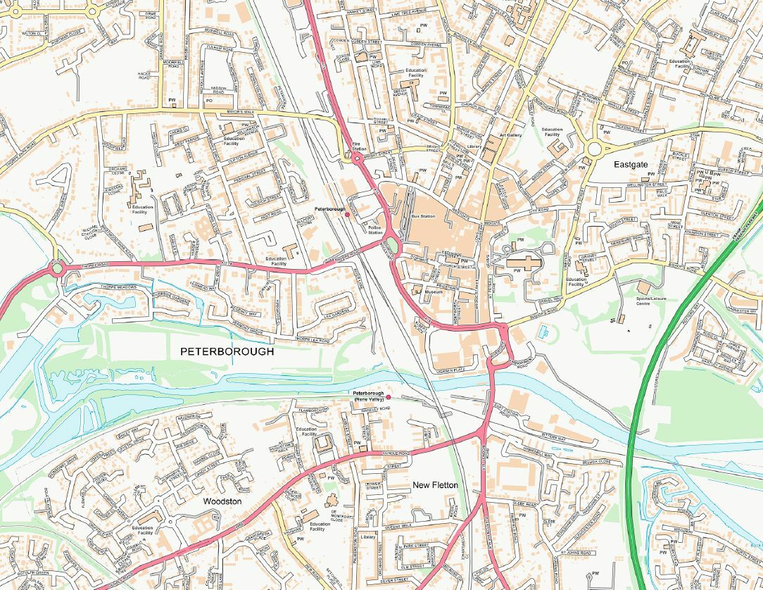 WALL MAP OF PETERBOROUGH - PETERBOROUGH STREET MAP - Street Map ...