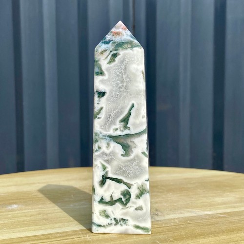 323G Natural water grass agate water Obelisk crystal energy column | eBay