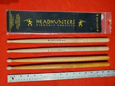 2 Pair "POWERTIP & HEADHUNTERS *CCC Drum Sticks - Nylon Tip & Wood Tip ...