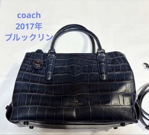 Coach 2017 Brooklyn Crocodile Pattern Navy #QOE7AL | eBay