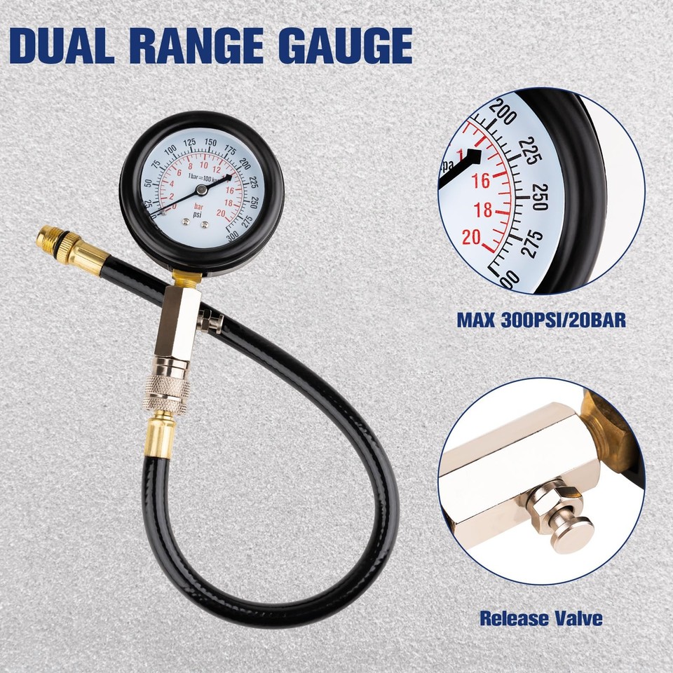 Compression Tester Kit 0-300 PSI for Cars Motorcycles Small Engine | eBay