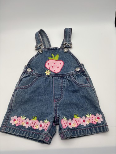 Denim Short Overalls W/Strawberry 12 Months | eBay