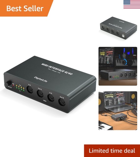 4i/4o MIDI Thru Box with 2i/4o MIDI Merge, MIDI-USB Interface Switcher ...