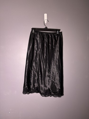 Vintage Black Satin Maxi Slip Skirt By Farr West Ling… - Gem
