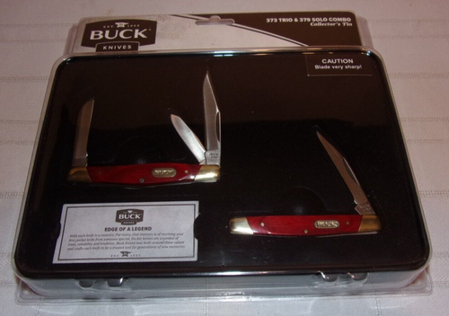 Buck 2-piece Folding Knife Set 373 Trio & 379 Solo Combo in Collector's ...