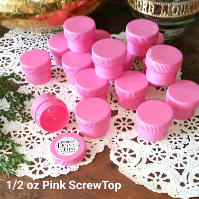 Made in USA 12 Beauty Pink Jars Lids Caps 1/2 ounce Container #3803 ...