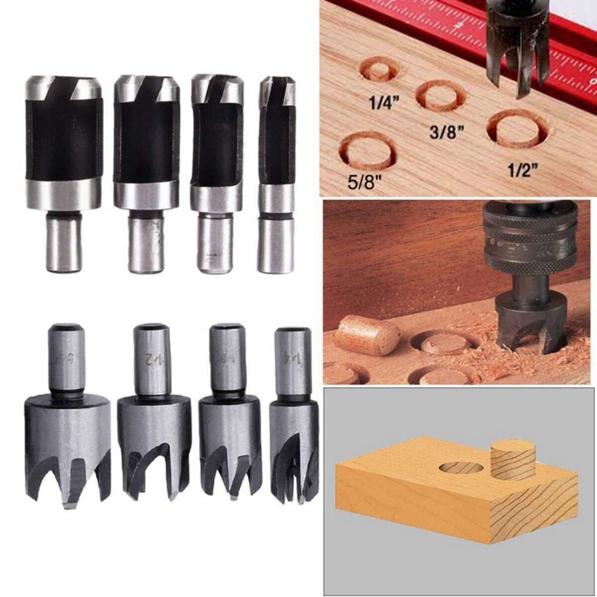 8PCS Carbon Steel Wood Plug Hole Cutter Drill Bit Set Tool 10MM 6-16MM ...