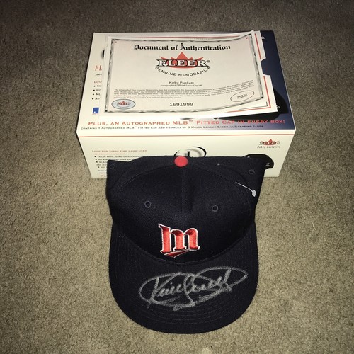 2001 FLEER LEGACY Kirby Puckett AUTO AUTOGRAPH SIGNED Twins FITTED HAT ...