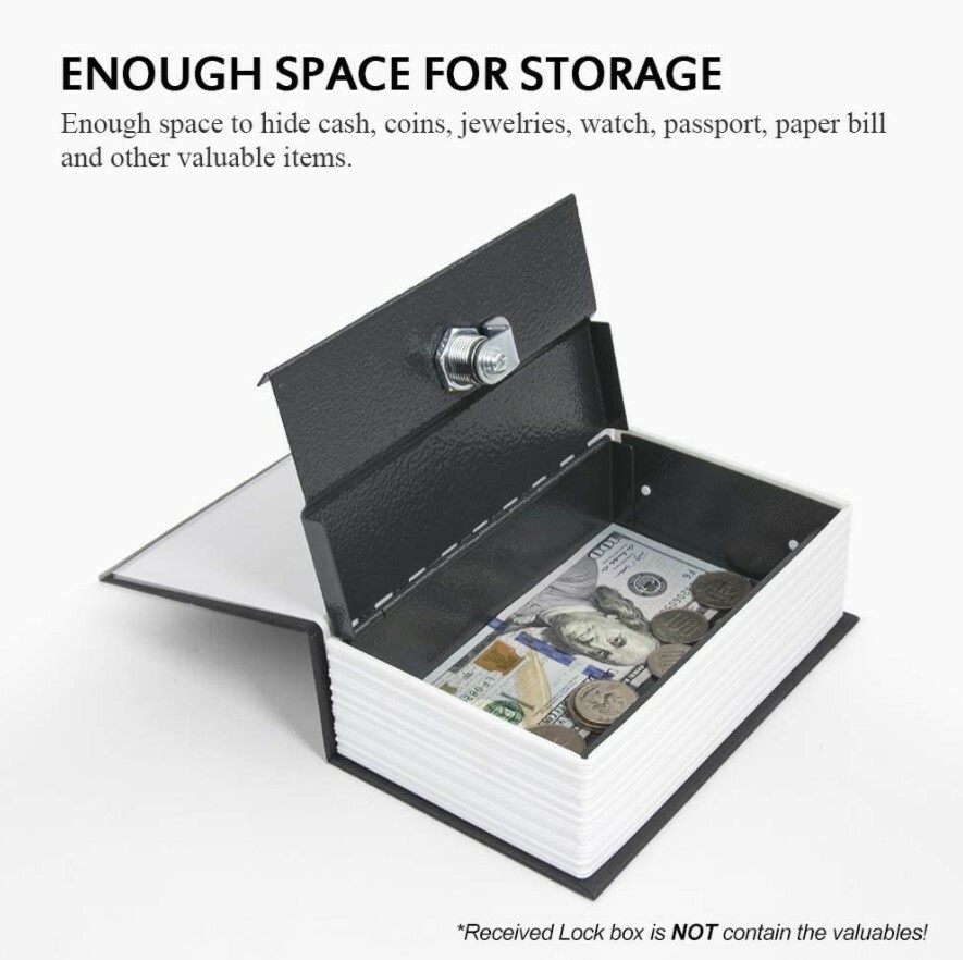 Safe Lock Box Book Vault Metal Fire Proof Secret Money Hidden Gun Cash ...