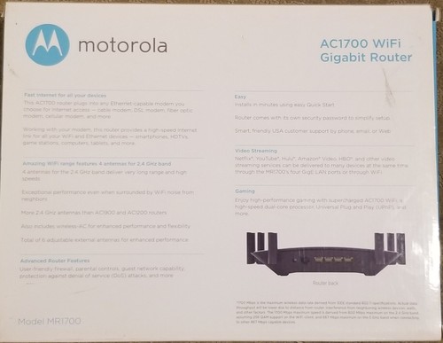 Motorola Ac1700 Dual-band WiFi Gigabit Router With Extended Range Model ...