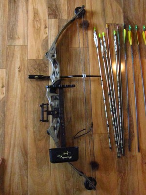 HOYT FAST FLITE COMPOUND BOW RIGHT HAND DRAW WEIGHT 65-80 with 9 arrows ...