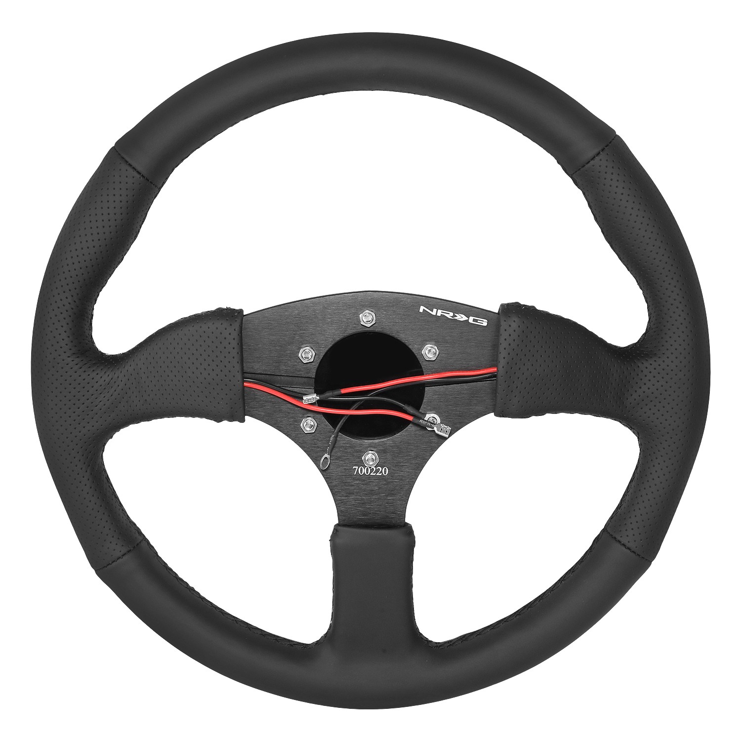 NRG RST-023D-R 350mm 2" Depth Dish 3-Spoke Black Leather Racing ...