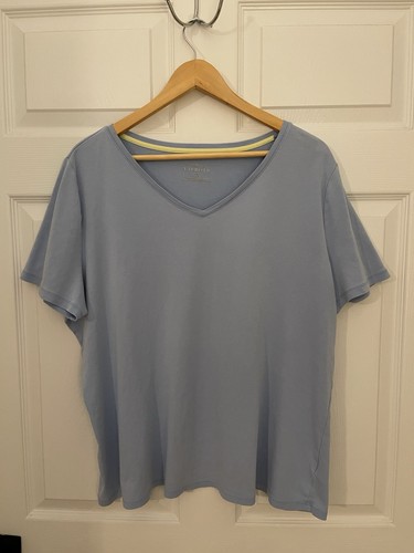 The Talbots Tee Plus 2X Light Blue Vneck Shortsleeve Pima Cotton ...