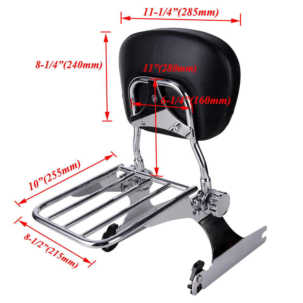 Passenger Backrest Sissy Bar Luggage Rack For Harley Dyna Low Rider ...