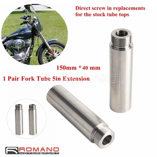 2x Front 5" Extension For Harley Sportster Dyna FXD XL Stainless 39mm ...