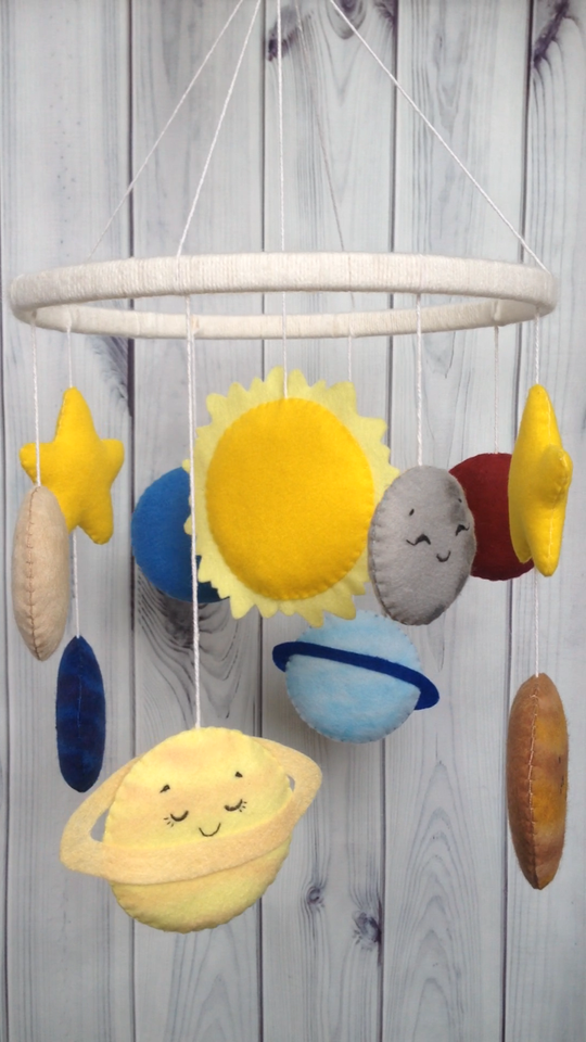 Baby Mobile Planets and Sun Solar System Crib Mobile Space Nursery ...