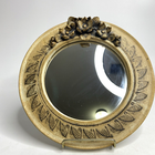 Vtg Artisan Studio Pottery Mirror Stoneware Round Applied Floral 10 in ...