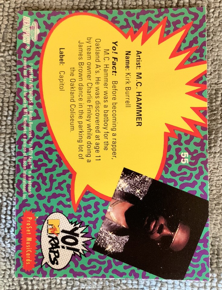 1991 Pro Set MusiCards Yo! MTV Raps MC Hammer #55 Vintage Throwback | eBay