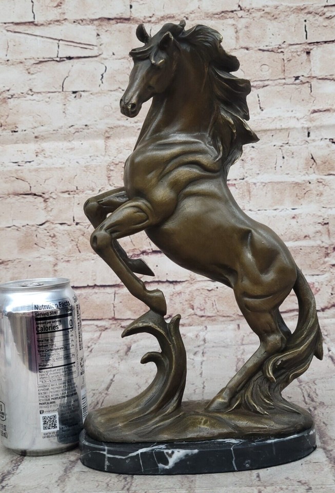 Large Original Rearing Horse Bronze Sculpture Modern Art Marble Base ...