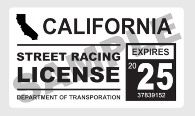 BOGO CALIFORNIA Street Racing Permit Car Truck Window Sticker Stickers ...