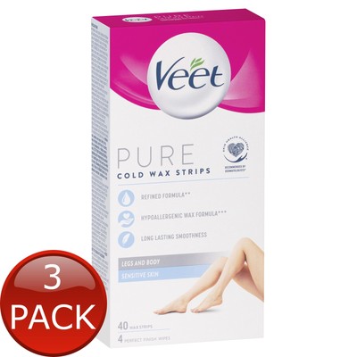 3 x Veet Pure Leg Wax Strips 40Pk | eBay Australia