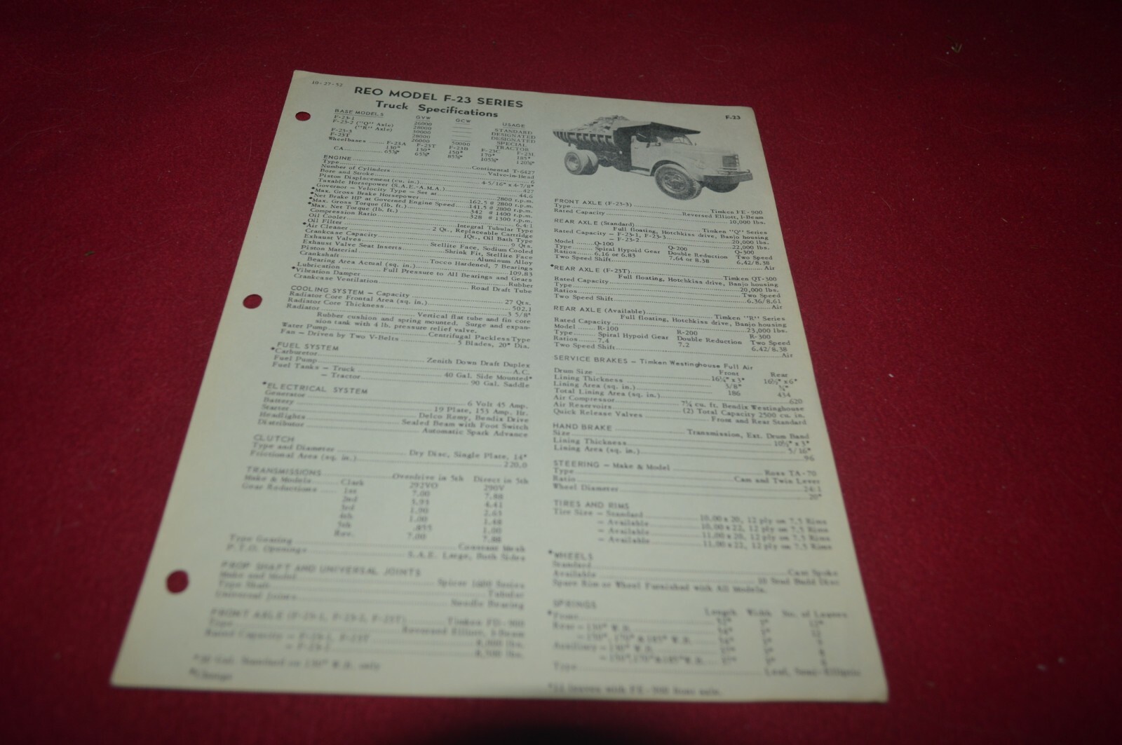 REO Model F-23 Series Truck For 1952 Brochure FCCA | eBay