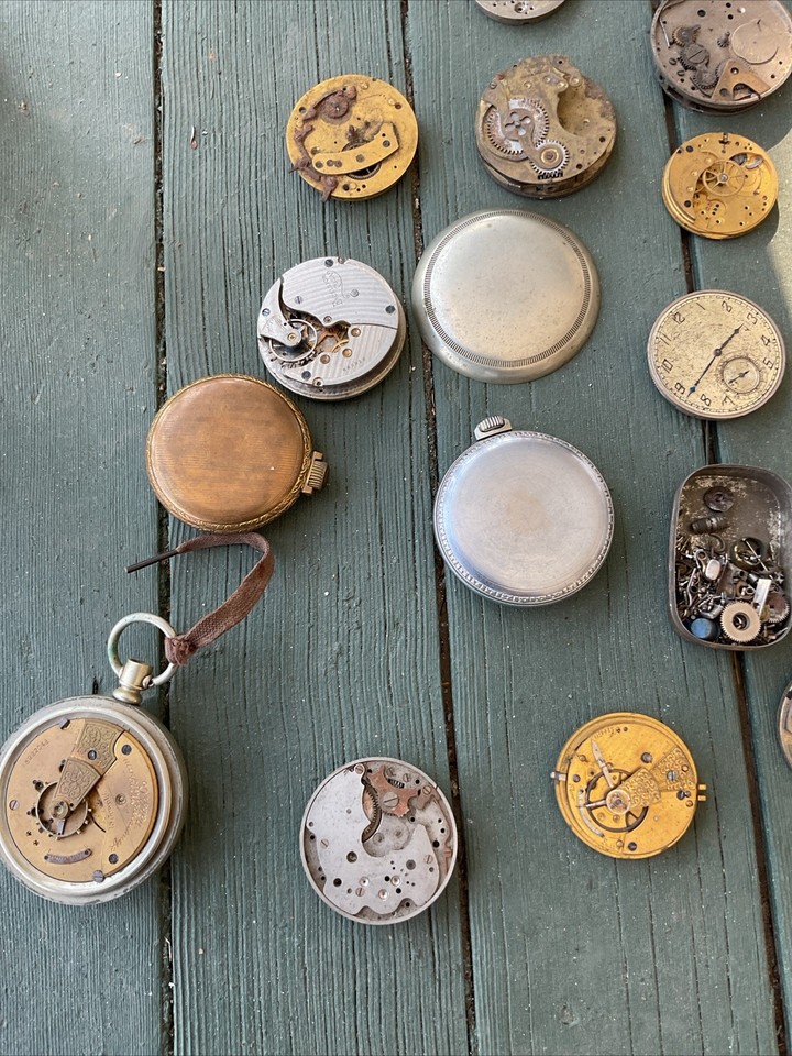 Pocket Watch Movement Lot - Elgin, Waltham, S.D. Smith Swiss Tacy for ...