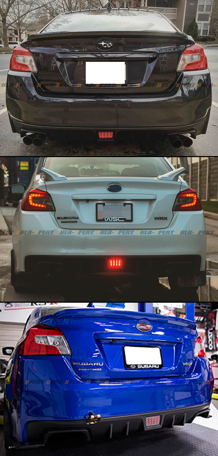 FOR 11-17 SUBARU WRX STi RED REAR BUMPER LED BRAKE LAMP W/ BRACKET ...