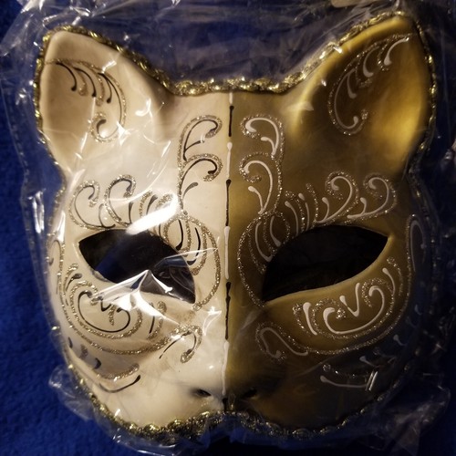 Cat Eye Mask Masquerade Party Venetian Style - 2 Tone Gold Glittery ...