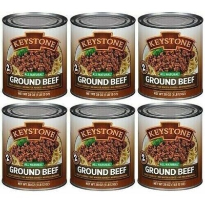 8 Cans-Keystone Meats All Natural Ground Beef Fully Cooked 28oz No ...