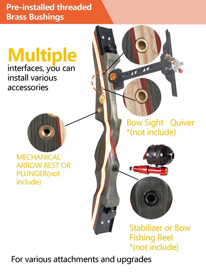 Recurve Bow for Adult & Youth Beginner, 62" Wooden Takedown Recurve ...
