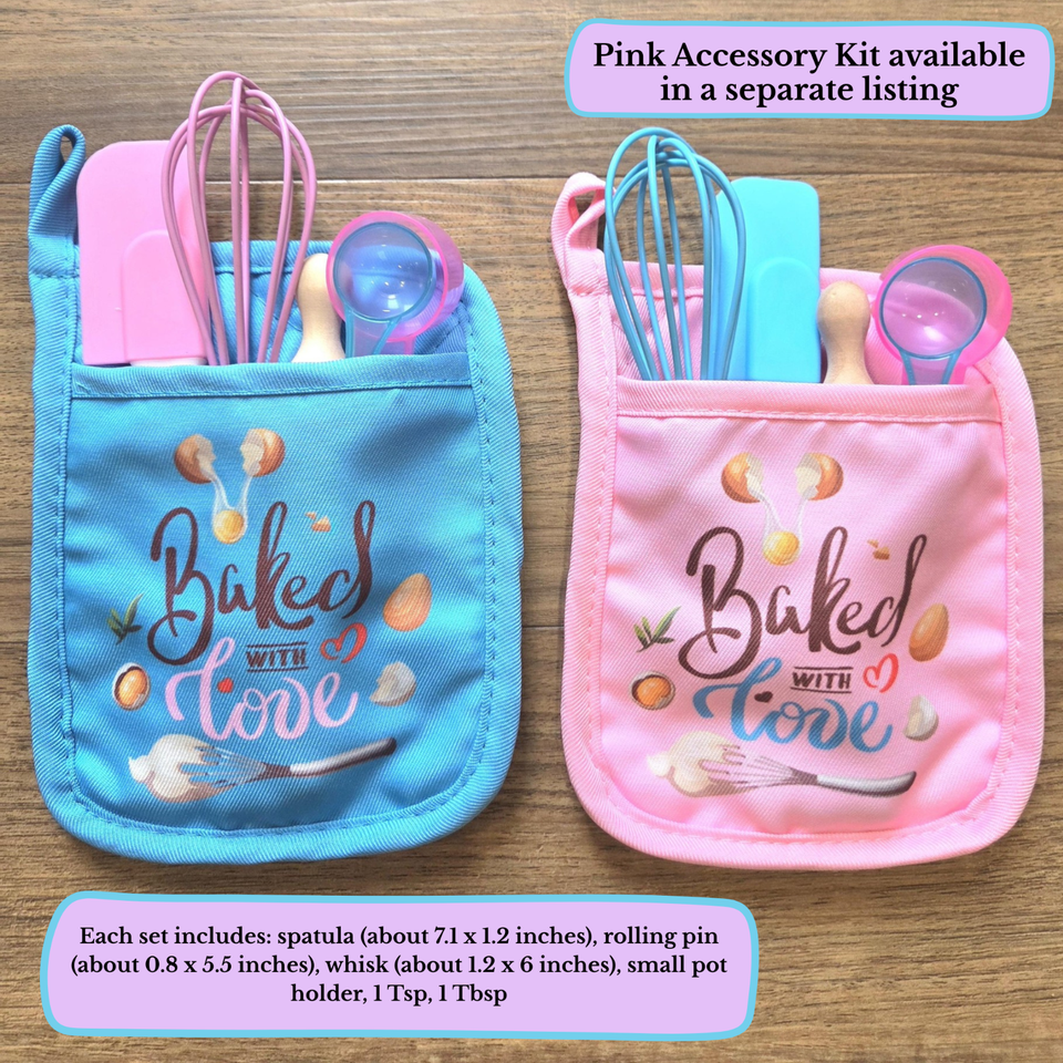 Blue Easy Bake Oven Accessories Set - Pink Utensils & Blue Oven Mitt | eBay