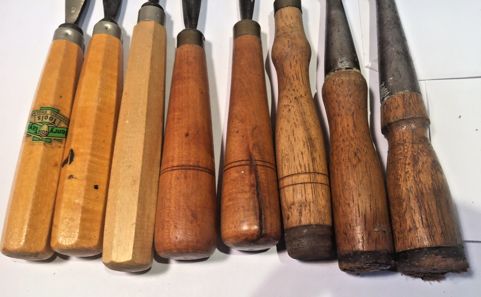 ANTIQUE VINTAGE 8 ASSORTED WOOD CARVING CHISELS 2-HENRY TAYLOR | eBay