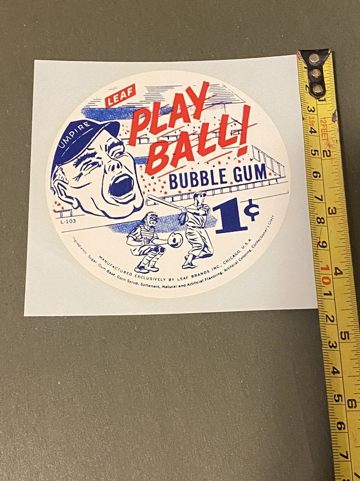 NOS LEAF BASEBALL GUMBALL 1 cent GUM Vending Machine Decal Free ...