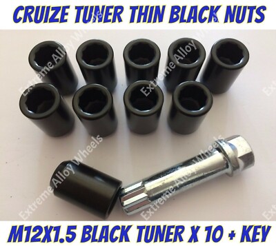 Alloy Wheel Nuts BLK Tuner x 10 M12x1.5 Kia Picanto Pregio Pro Ceed Rio ...