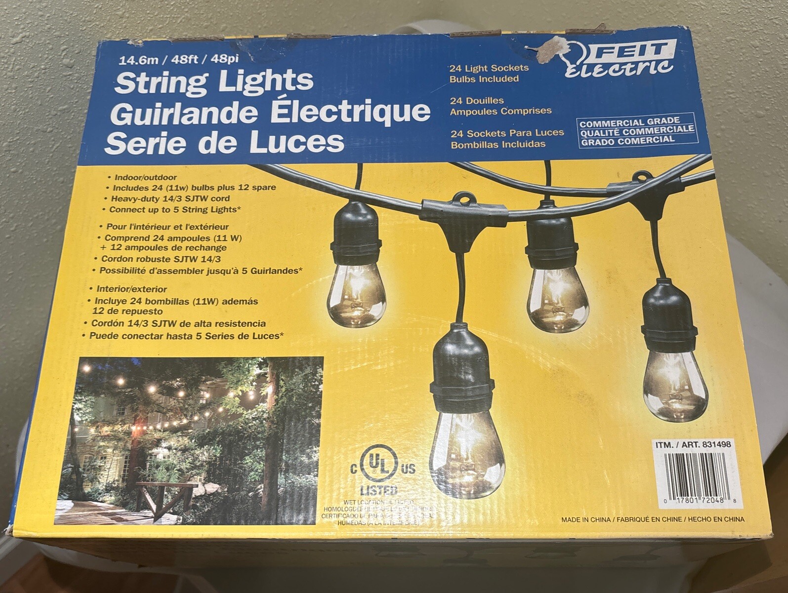 Feit Electric String Lights Commercial Grade 48ft Weatherproof 24 ...