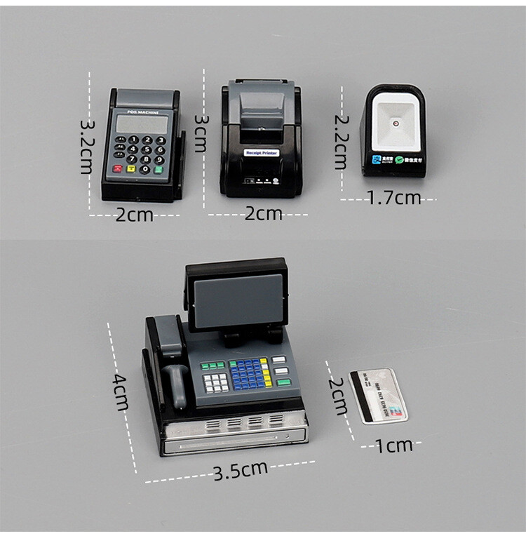 7PC Tiny Cashier Credit Card Machine 1/6 Scale Dollhouse Miniatures ...