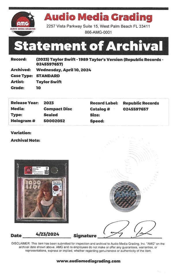 2023 Taylor Swift 1989 Rose Garden Pink Version CD Album Single Graded ...