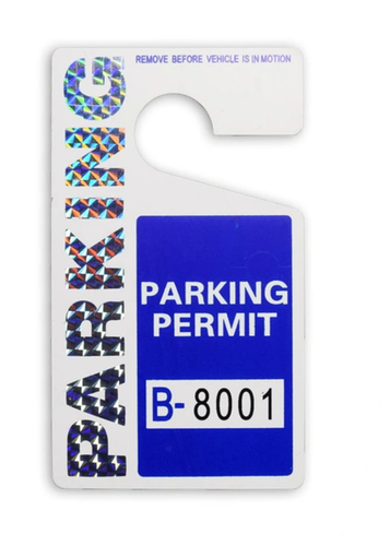 Blue Parking Permit Replacement - Plastic Mirror Hang Parking Pass ...