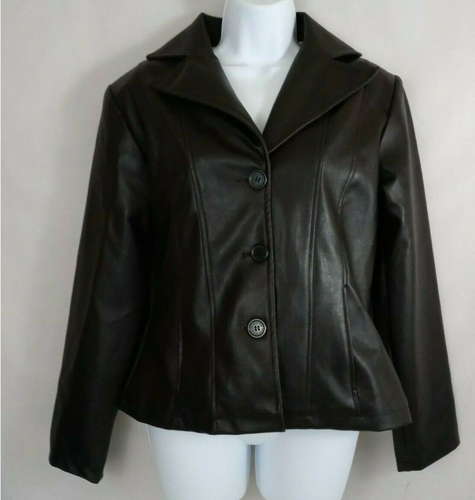 KC Collections Women's Black Leather Blazer Jacket Size Small | eBay