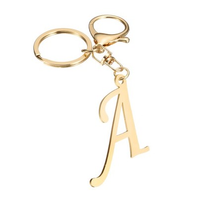 Gold Initial Letter Keychain, Stainless Steel A-Z Alphabet Keychains ...