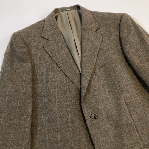 Ermenegildo Zegna Wool Cashmere Silk Blazer Jacket Sz 54 R Brown Plaid ...